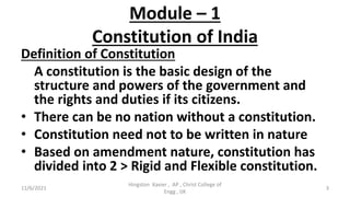 COI - Module - 1 mcn 202 constitution of india | PDF