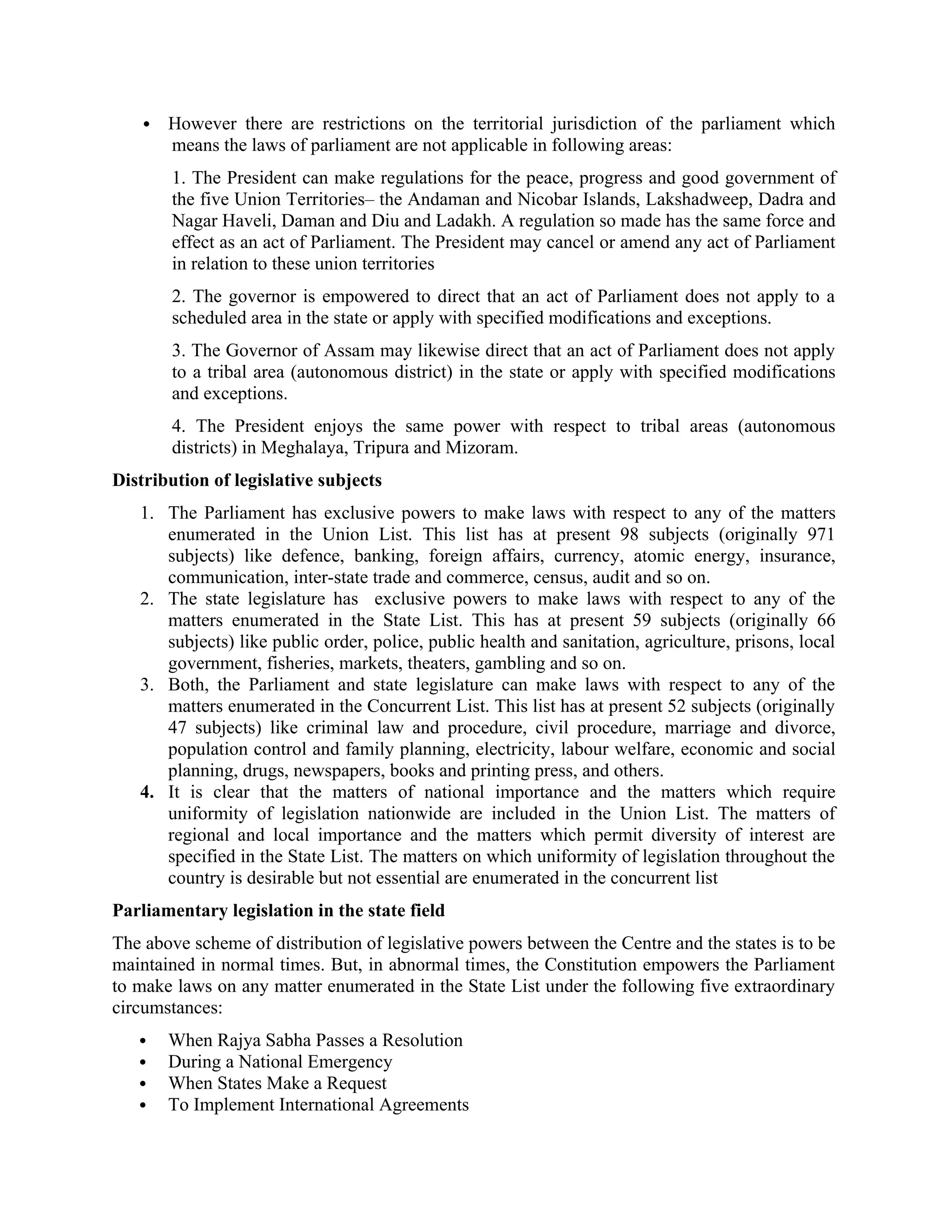 UNION GOVERNMENT AND ITS ADMINISTRATION: Structure of the Indian Union ...