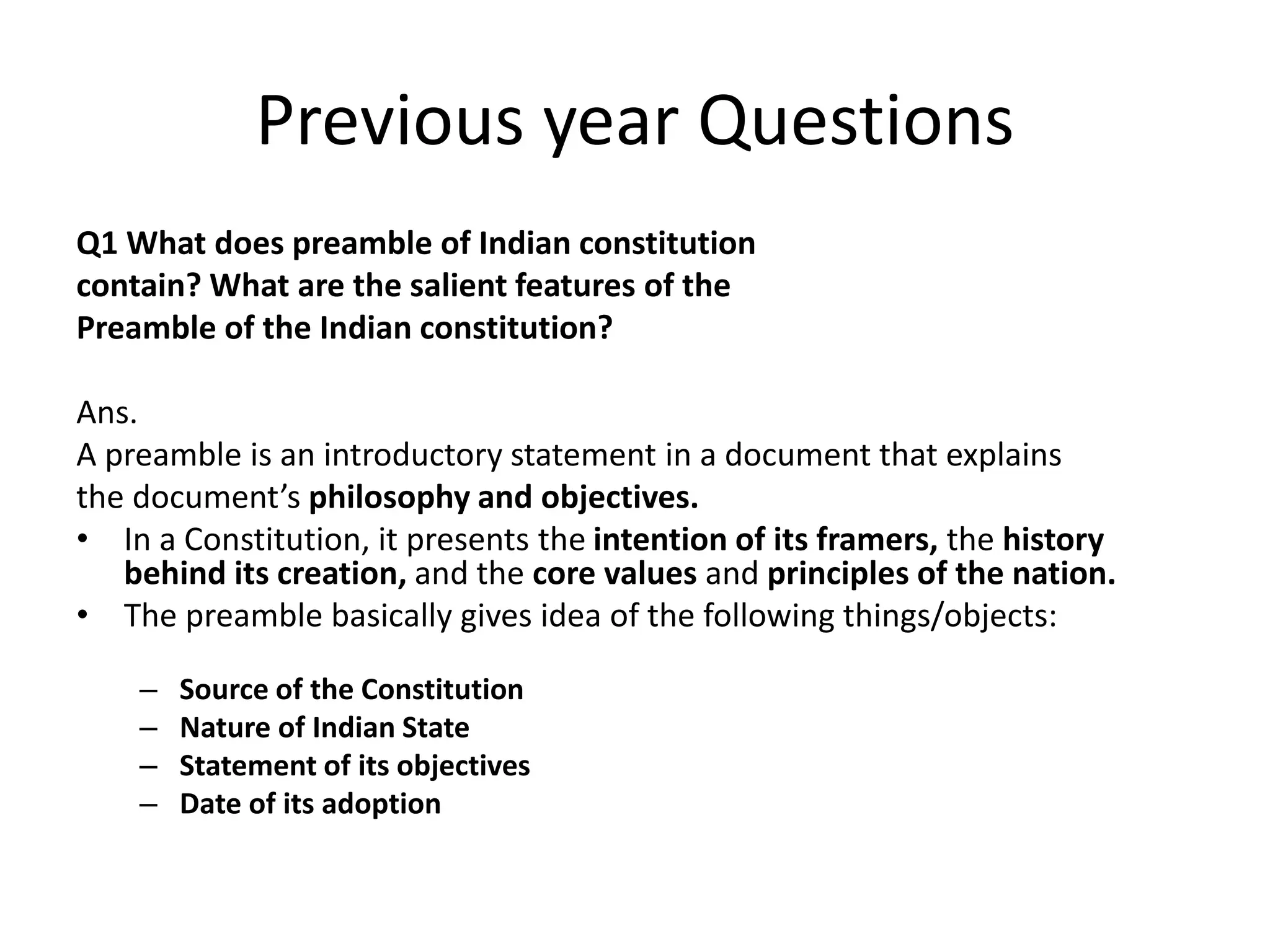 Constitution: Salient features and Preamble | PPTX