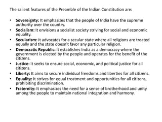 Constitution: Salient features and Preamble | PPTX