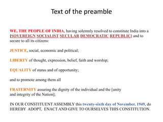 Constitution: Salient features and Preamble | PPTX