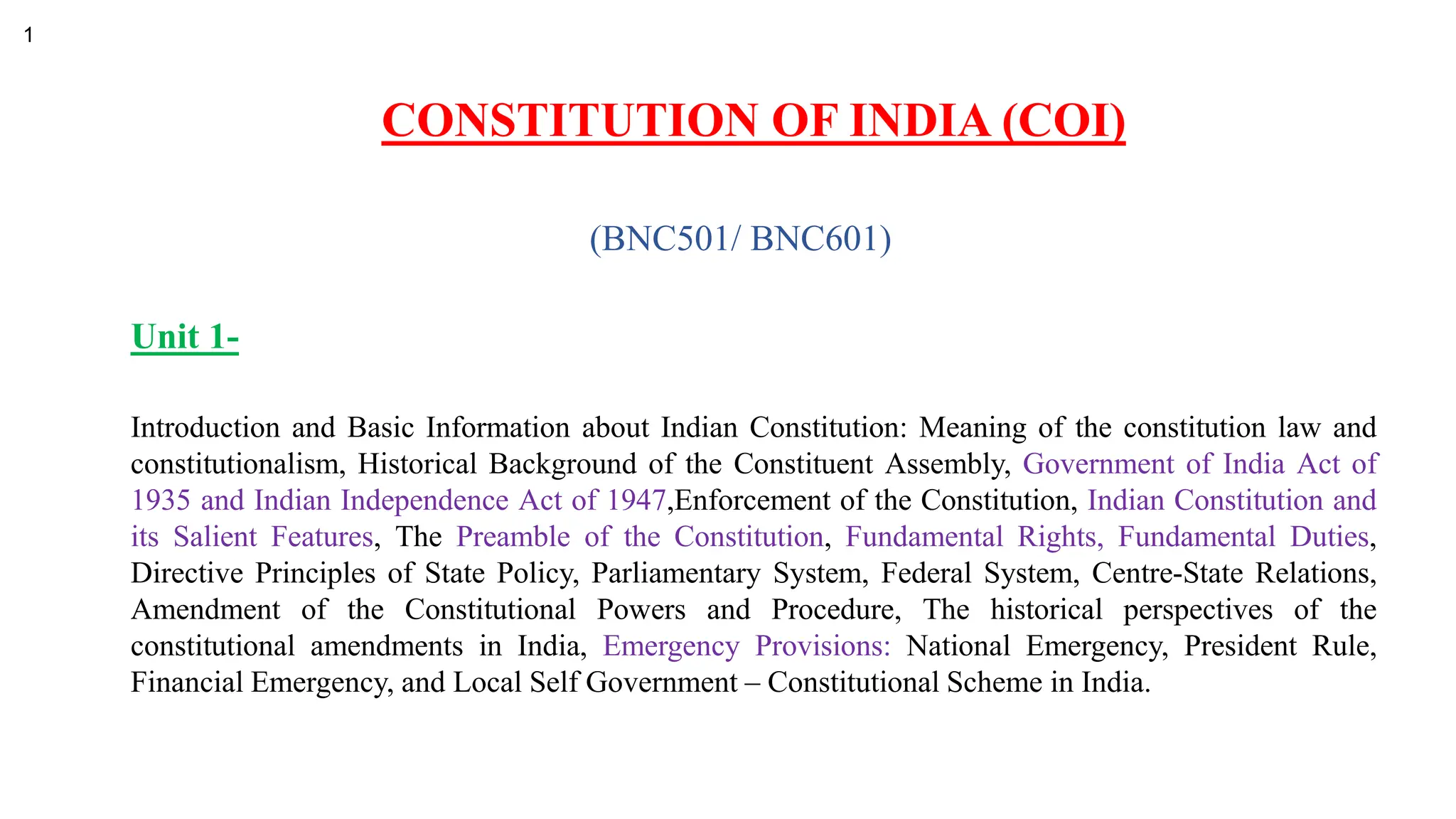 Constitution of India AKTU BTECH 6TH SEM all unit notes | PDF
