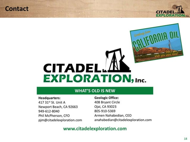 Citadel Exploration (COIL) investor presentation | PDF | Commodities | Economy