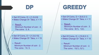 Coin change Problem (DP & GREEDY) | PPTX