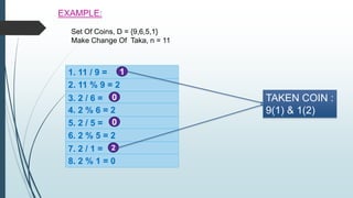 Coin change Problem (DP & GREEDY) | PPTX