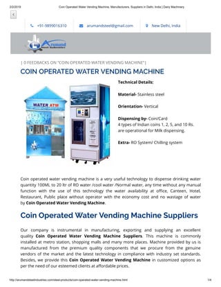 Coin Operated Water Vending Machine | PDF | Currencies | Economy