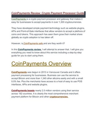 Coin payments review crypto payment processor guide | PDF