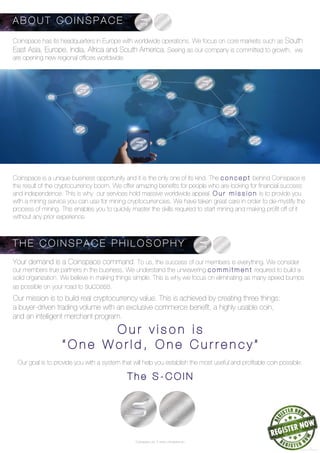 coinspace - One World One Currency Business Plan | PDF
