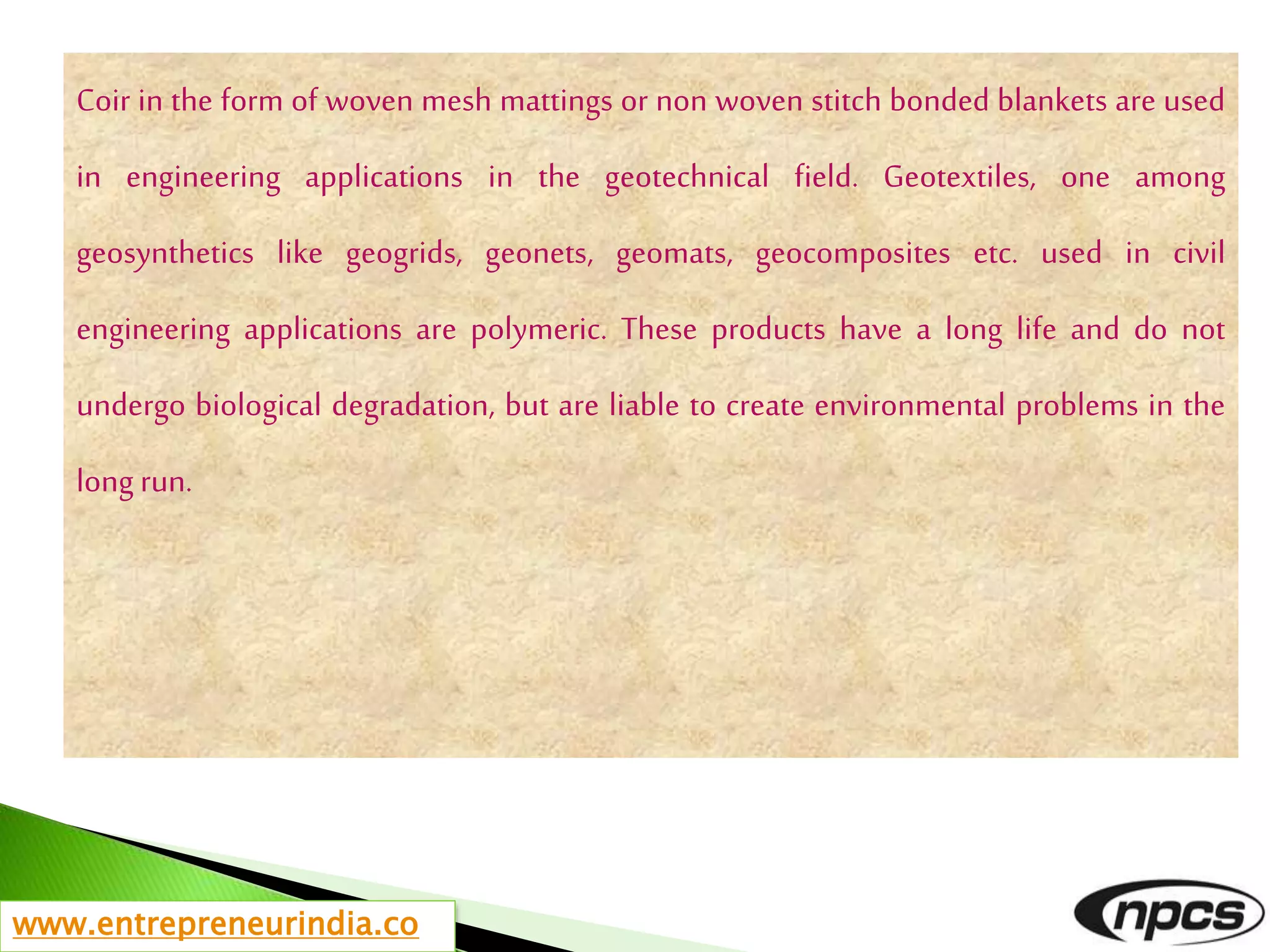 Coir Geotextiles, Coir Nettings / Geotextiles, Coir Woven Bhoovastra ...