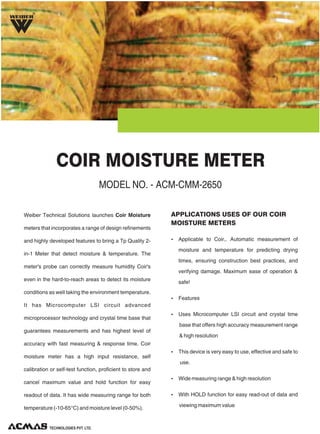 Coir Moisture Meter by ACMAS Technologies Pvt Ltd. | PDF | Agriculture ...