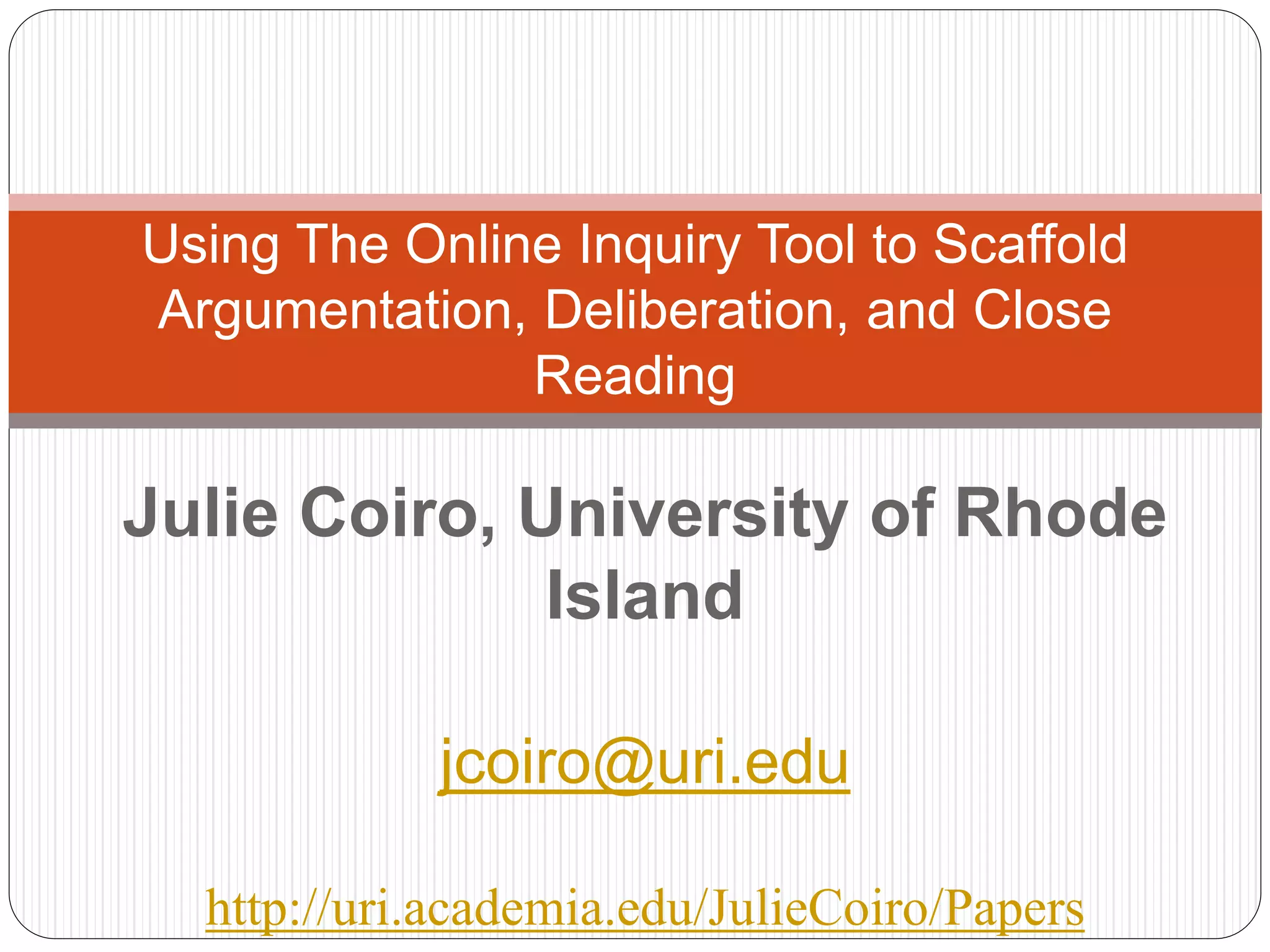 Coiro Online Inquiry Tool 2018 | PPT