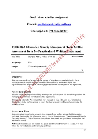 Coit20263 information security management assignment 2 (2) | PDF