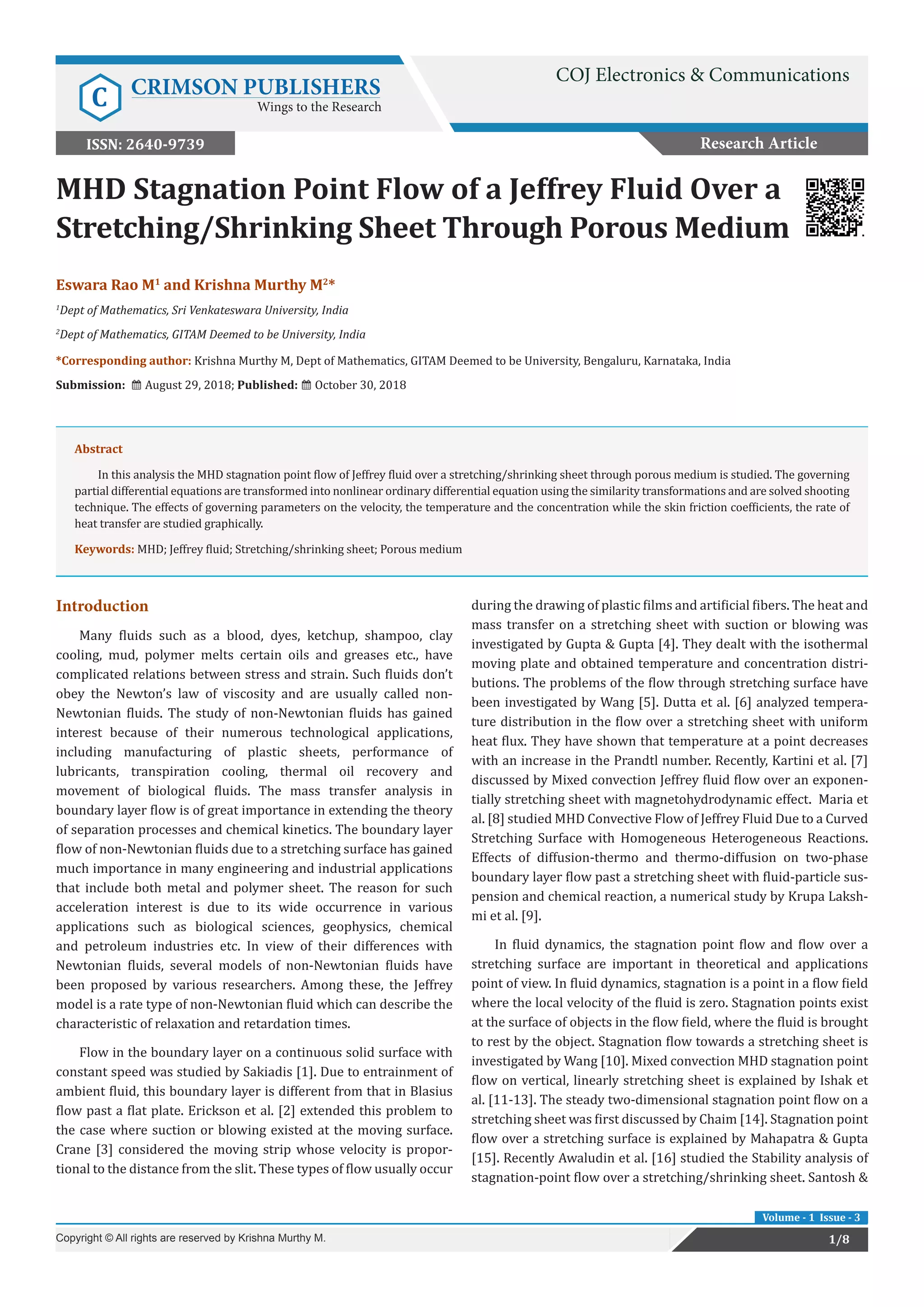 MHD Stagnation Point Flow of a Jeffrey Fluid Over a Stretching ...