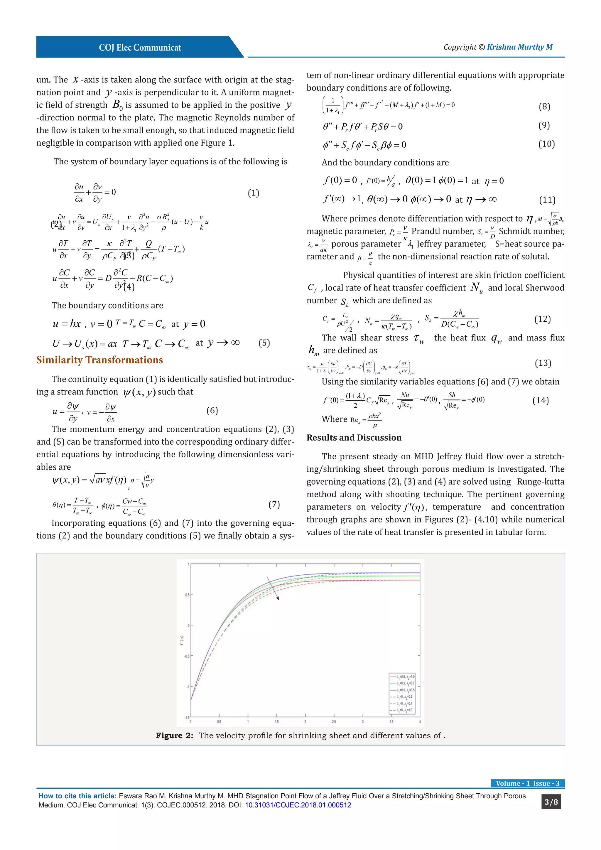 MHD Stagnation Point Flow of a Jeffrey Fluid Over a Stretching/Shrinking Sheet Through Porous ...