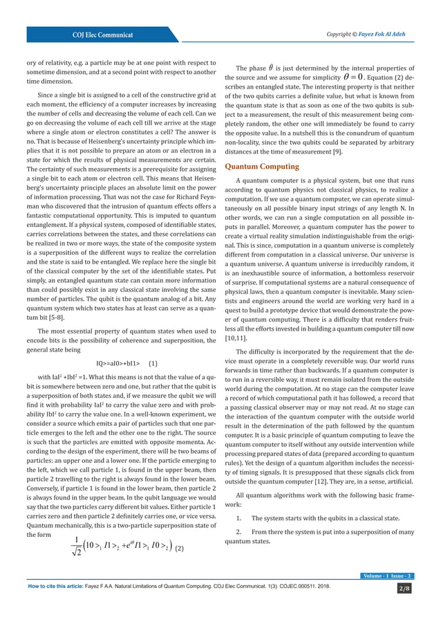 Natural Limitations of Quantum Computing: Crimson Publishers | PDF