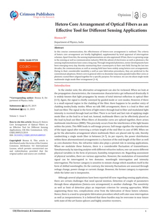 Hetero Core Arrangement of Optical Fibers as an Effective Tool for ...