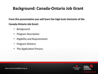 Canada-Ontario Job Grant Employer Training | PDF