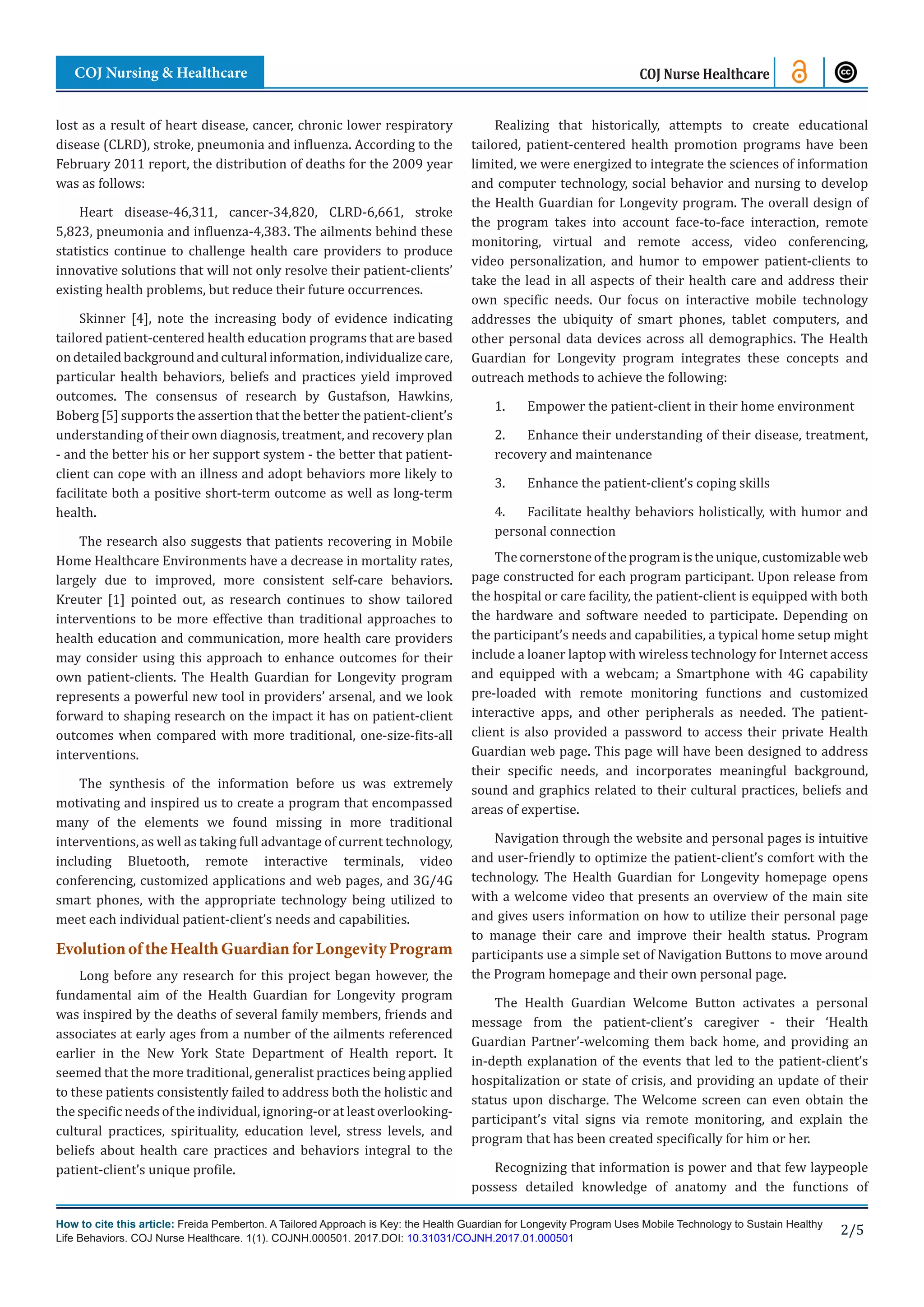 A Tailored Approach is Key: the Health Guardian for Longevity Program ...