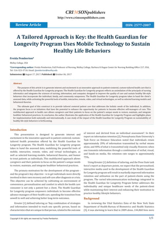 A Tailored Approach is Key: the Health Guardian for Longevity Program ...