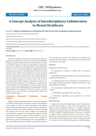 A Concept Analysis of Interdisciplinary Collaboration in Mental ...