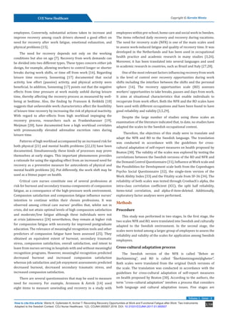 Recording Recovery Opportunities at Work and Functional Fatigue after ...