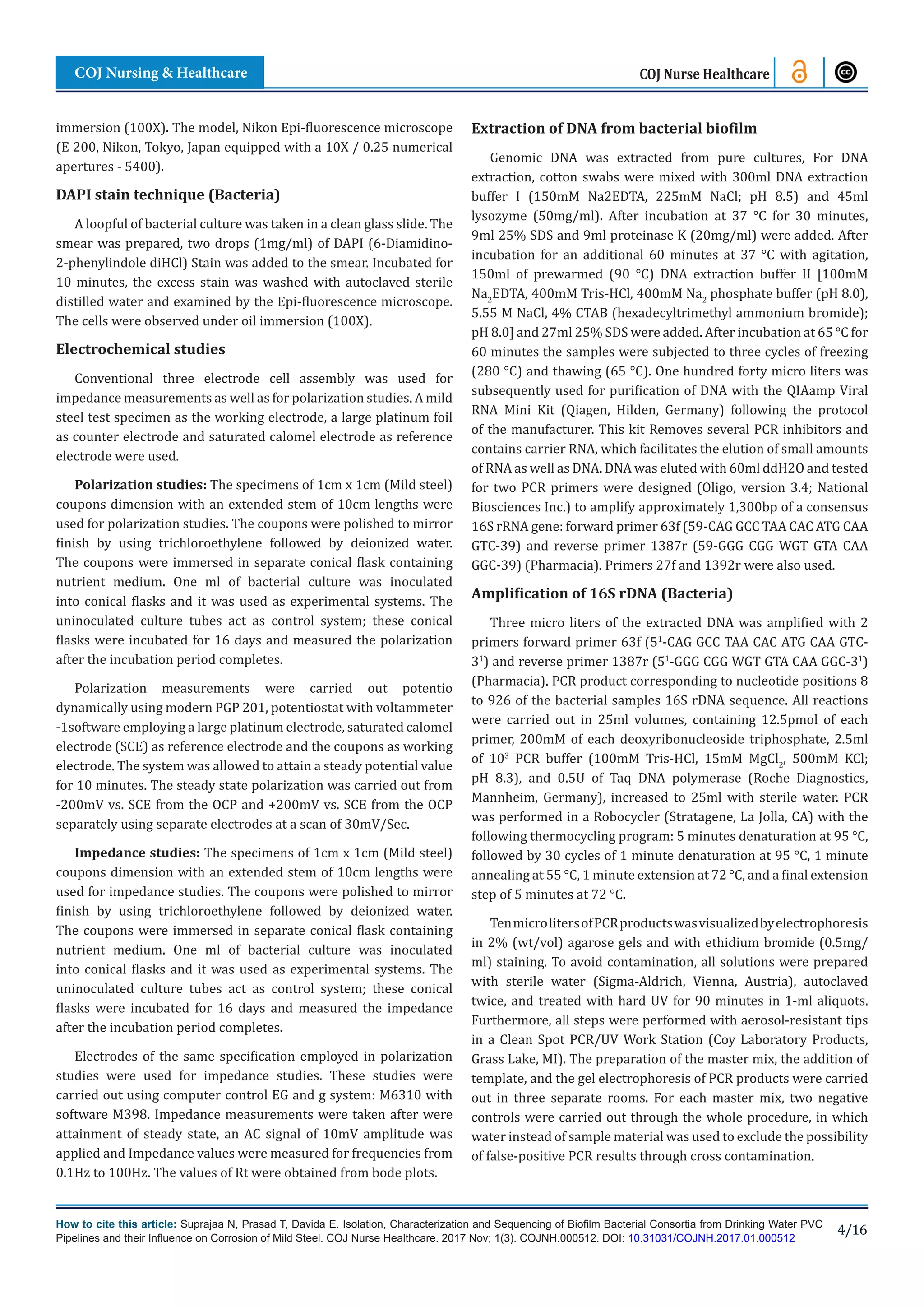 Isolation, Characterization and Sequencing of Biofilm Bacterial ...