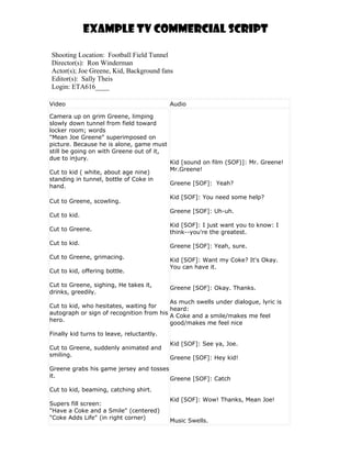 Tv Commercial Script