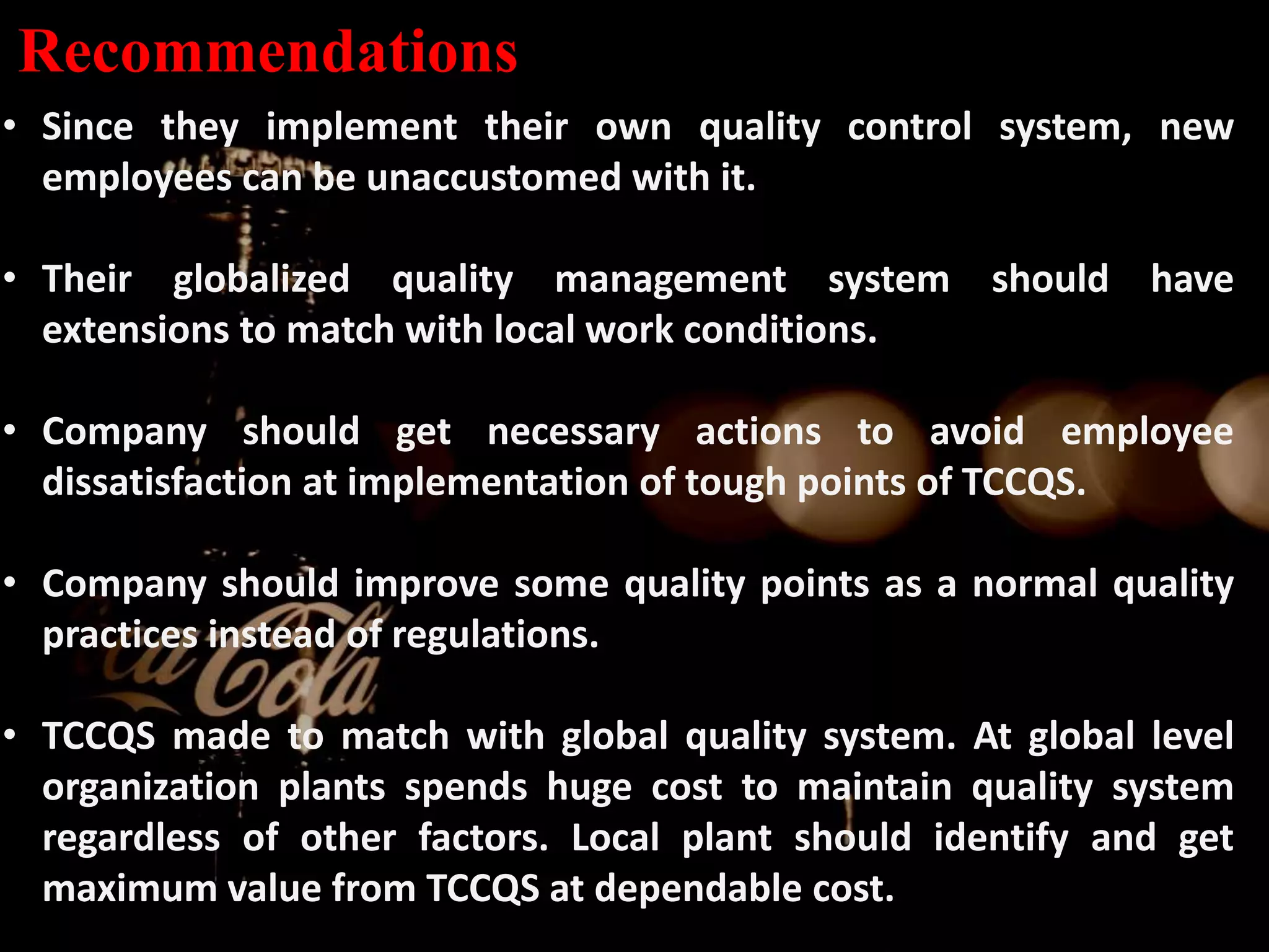 Quality Management System of Coca-Cola | PPTX