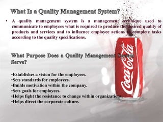 Quality Management System of Coca-Cola | PPTX