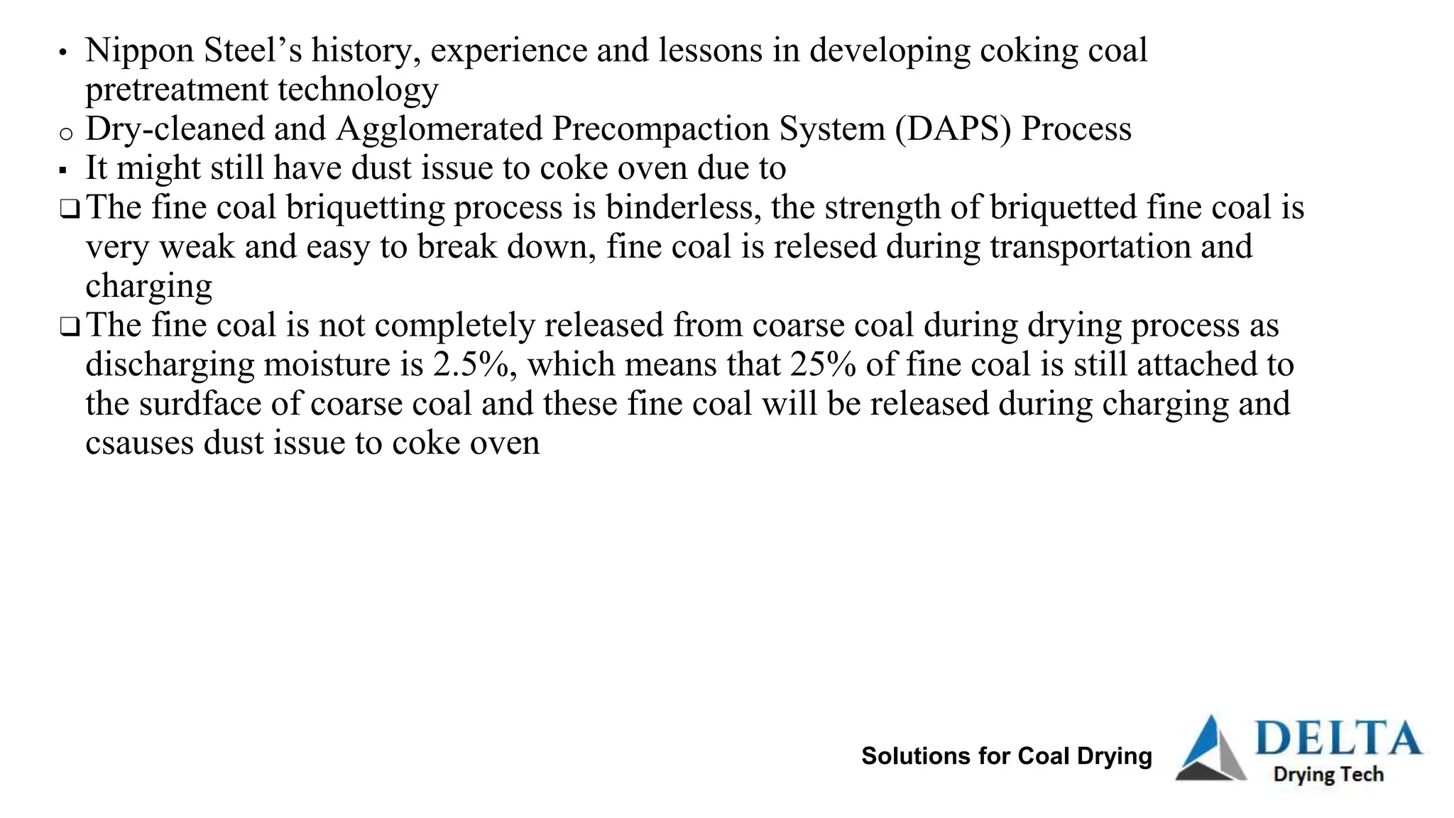Coking Coal Pre-treatment Process -- DELTA process | PPT