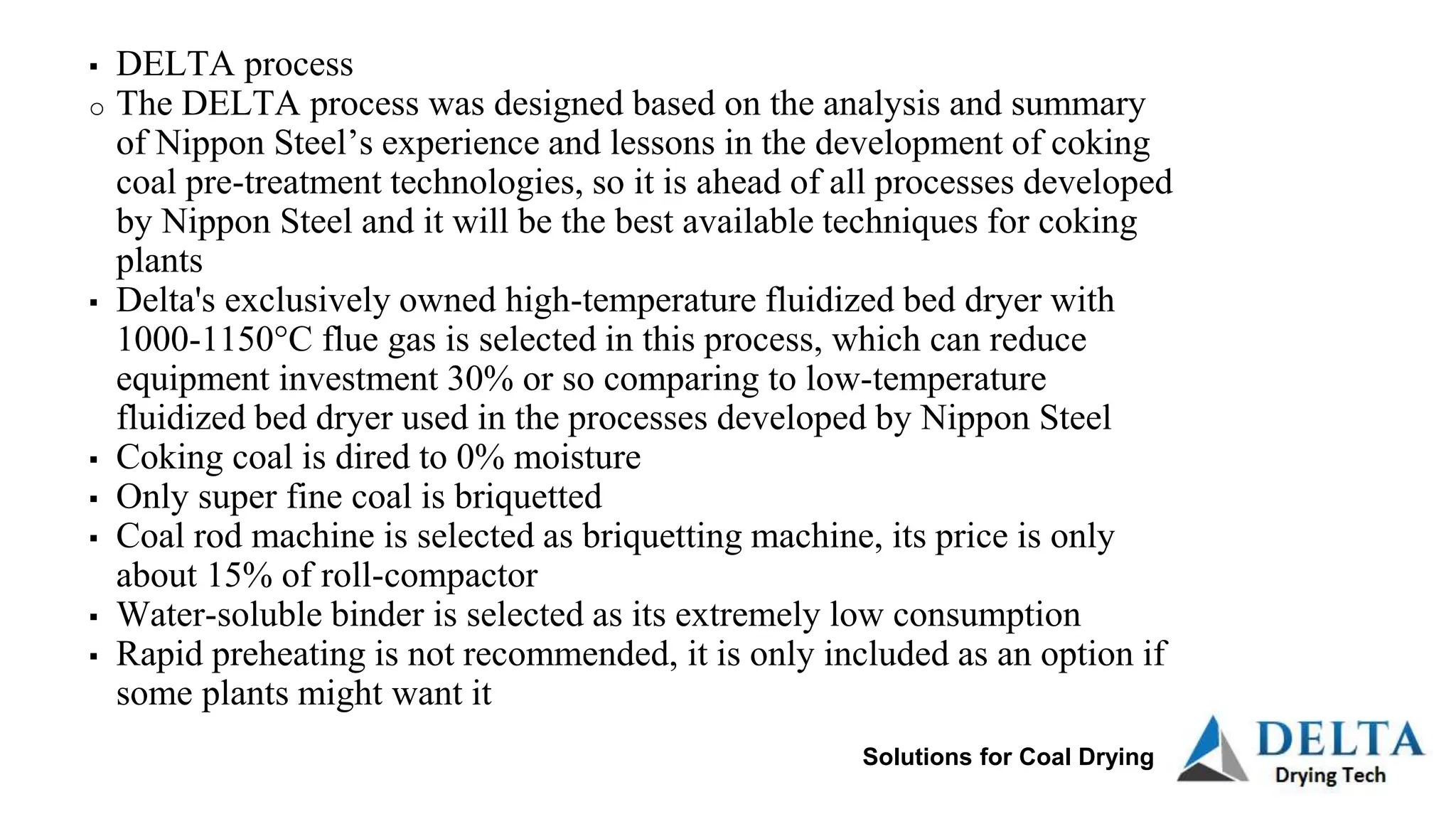 Coking Coal Pre-treatment Process -- DELTA process | PPT