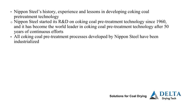 Coking Coal Pre-treatment Process -- DELTA process | PPT | Free Download
