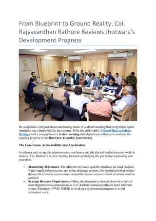 Col. Rajyavardhan Rathore Reviews Jhotwara’s Development Progress.docx