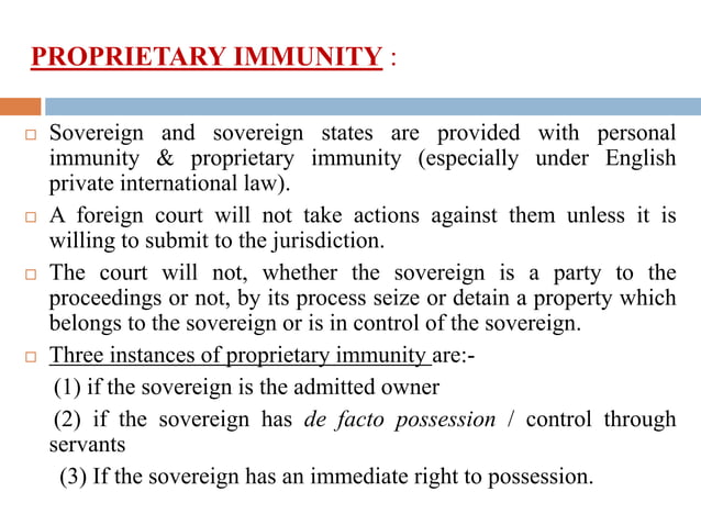 Proprietary immunity of sovereign | PPT