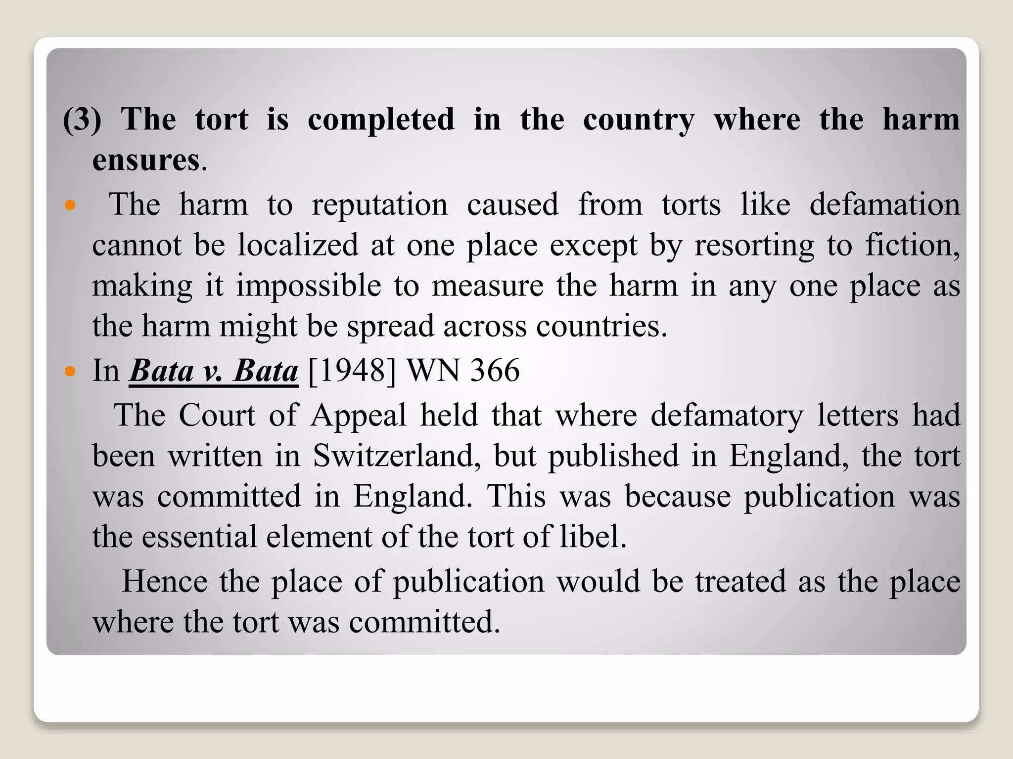 Torts in Private international law | PPTX