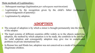 Legitimacy, Legitimation and Adoption under Private International Law ...