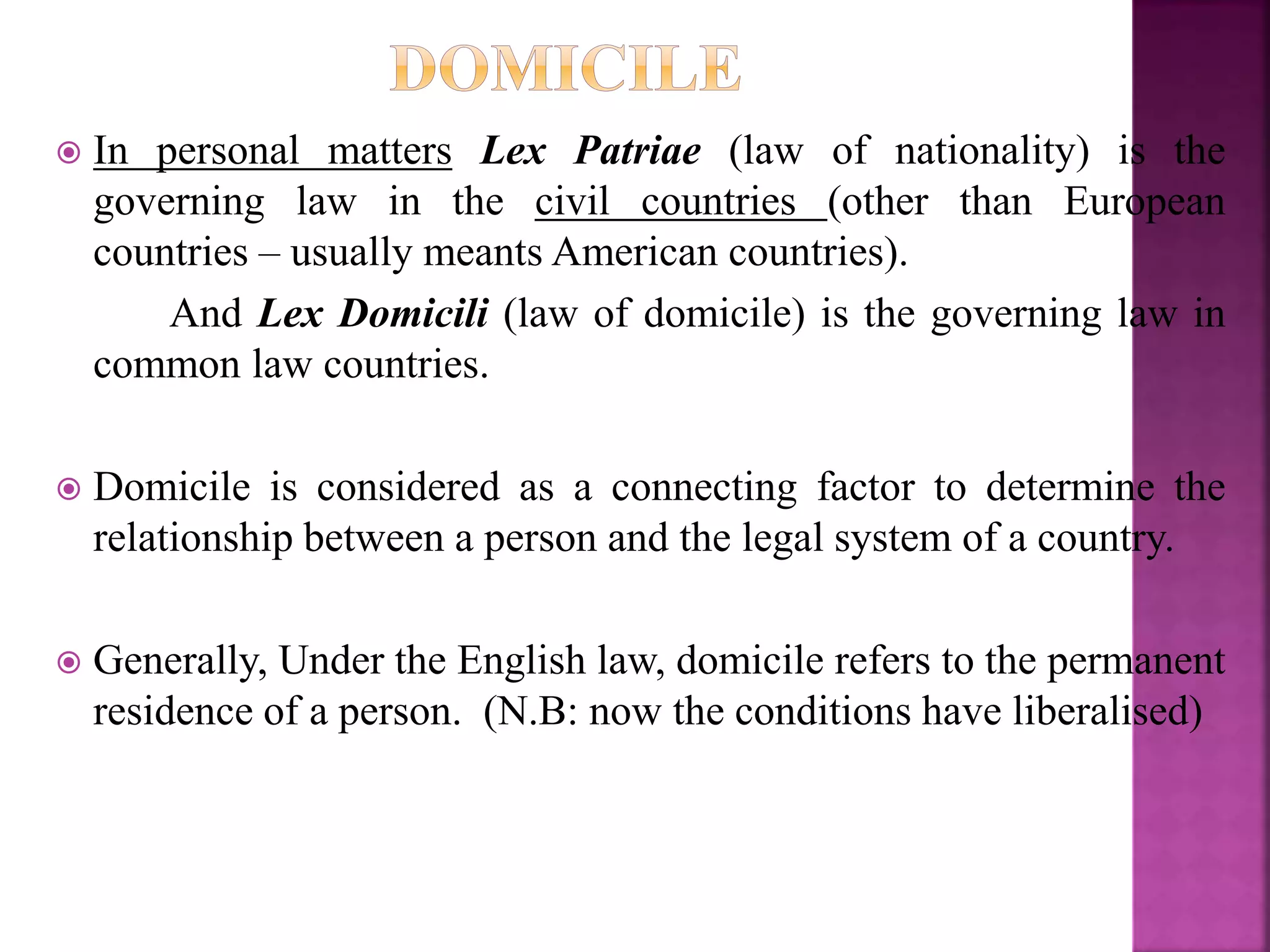 Concept of Domicile - meaning & characteristics | PPTX