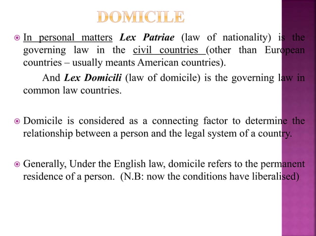 Concept of Domicile - meaning & characteristics | PPTX | Adoption and ...