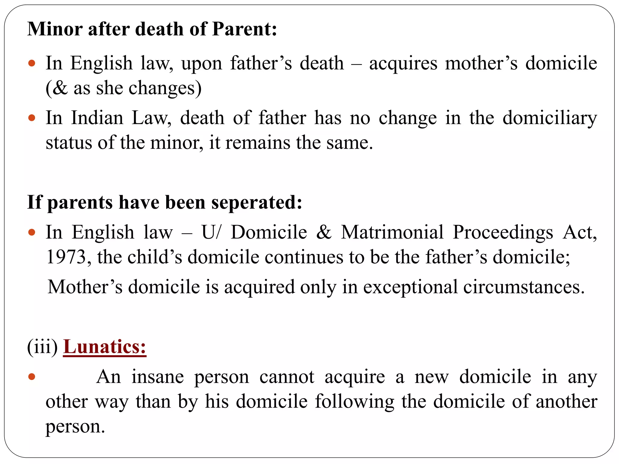 Domicile of special categories and dependents in Private international ...