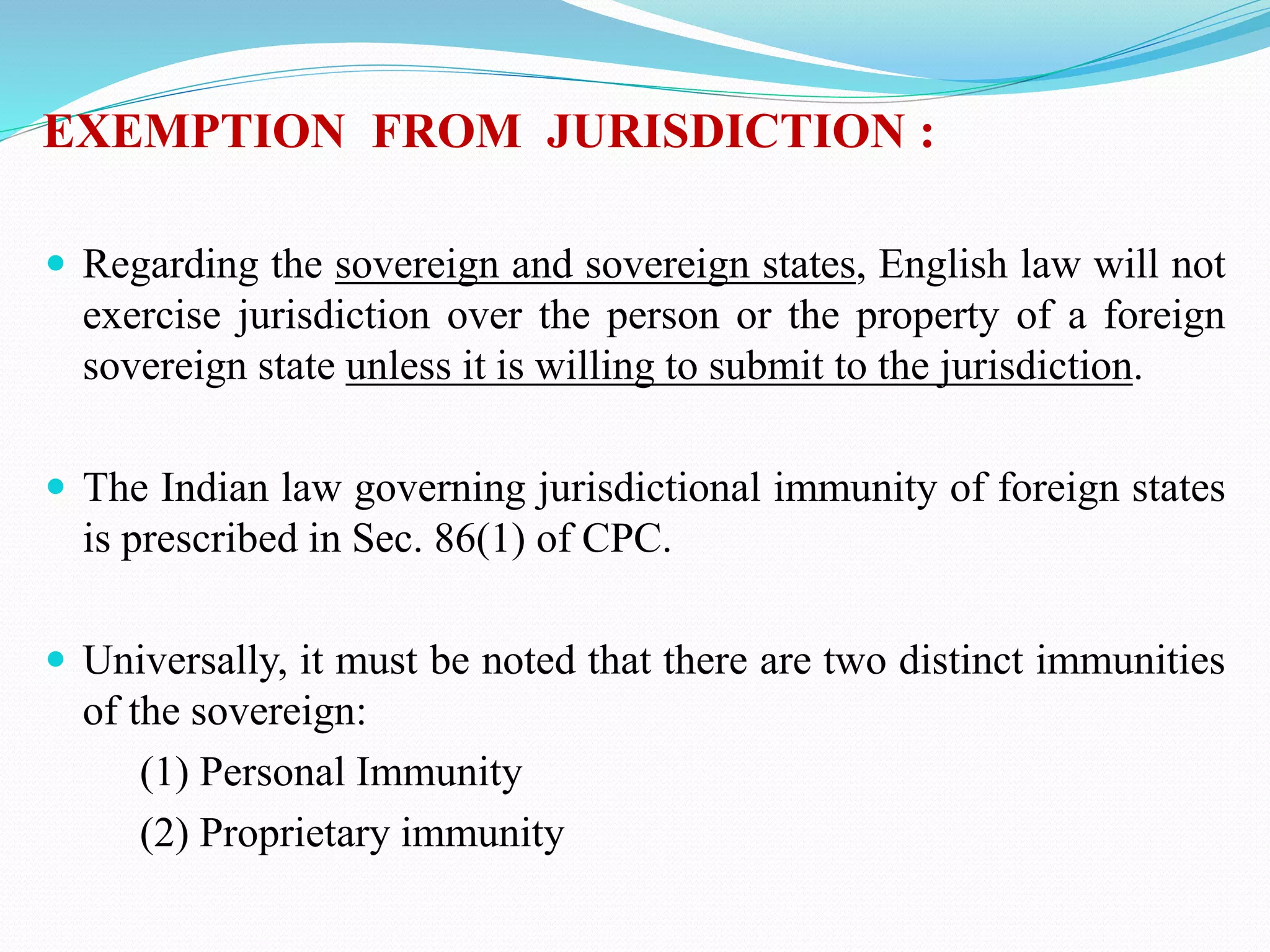 Jurisdiction and Immunities of the Sovereign | PPTX
