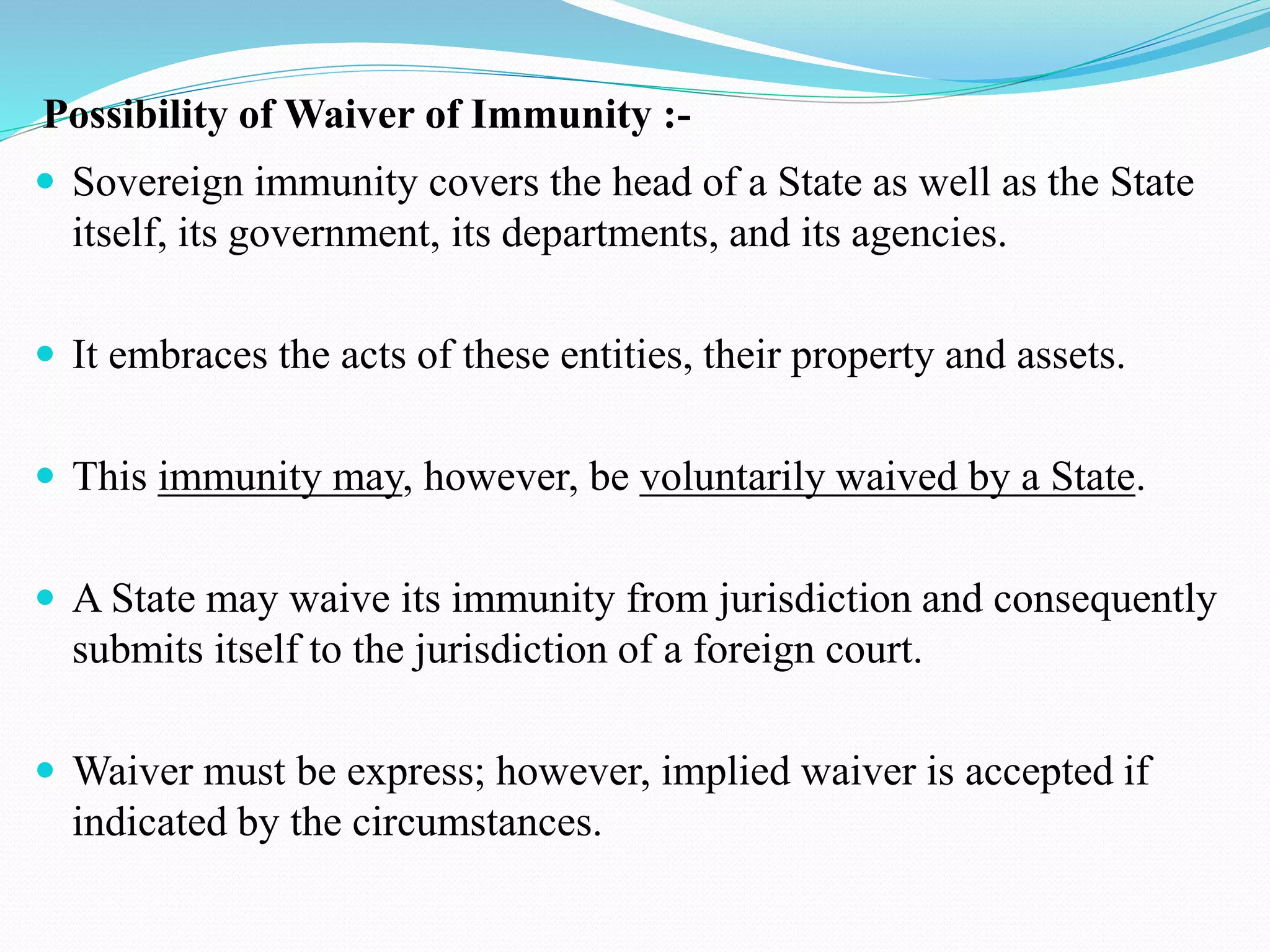 Jurisdiction and Immunities of the Sovereign | PPTX