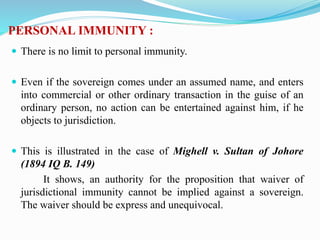 Jurisdiction and Immunities of the Sovereign | PPTX