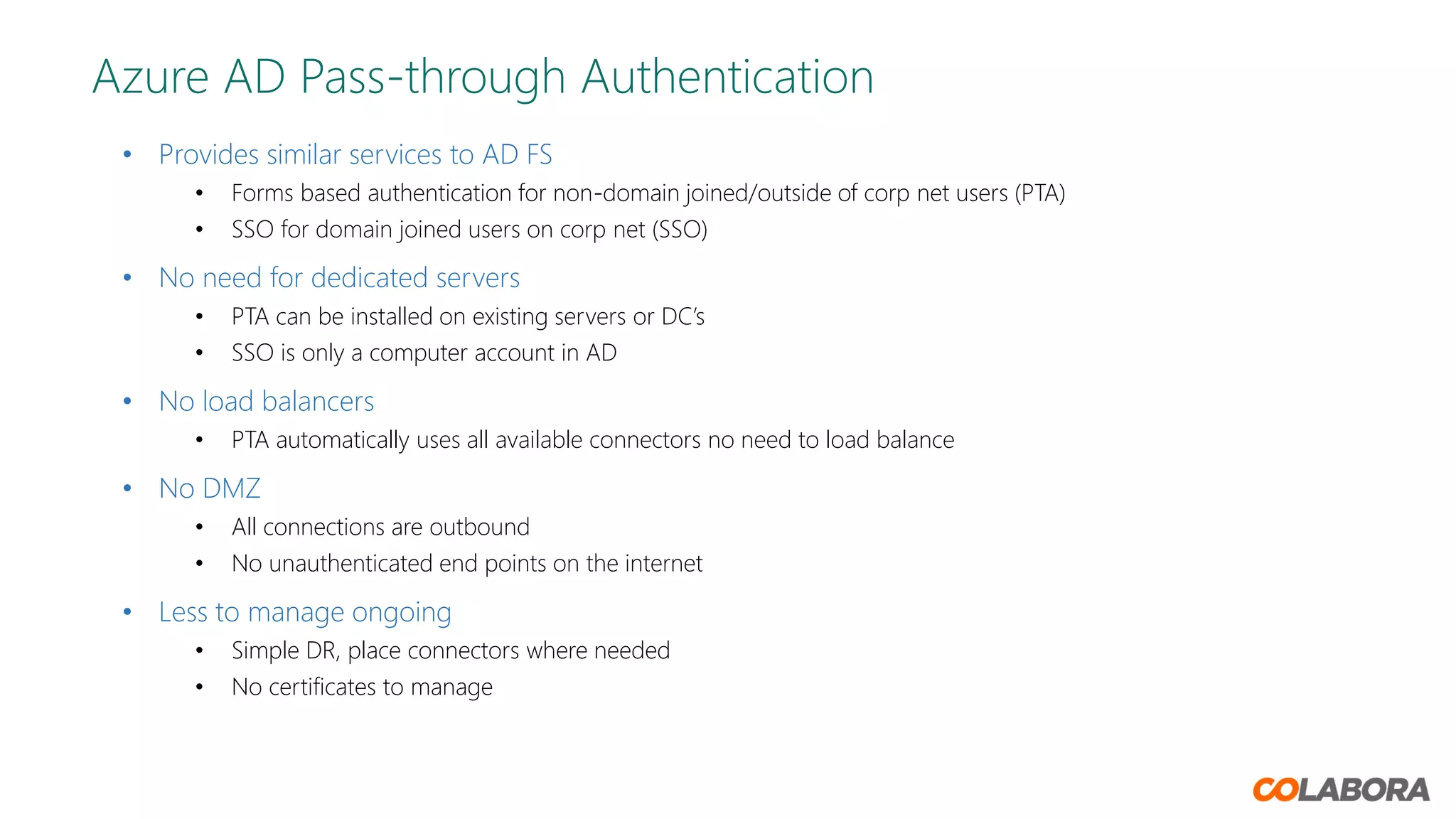 Azure PTA vs ADFS vs Desktop SSO | PDF