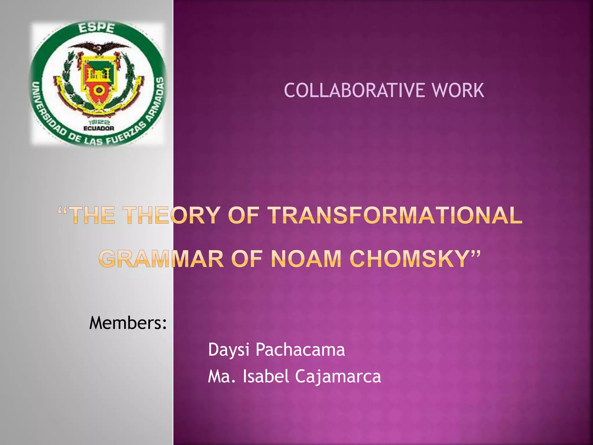 Colaborative work Transformational grammar | PPT