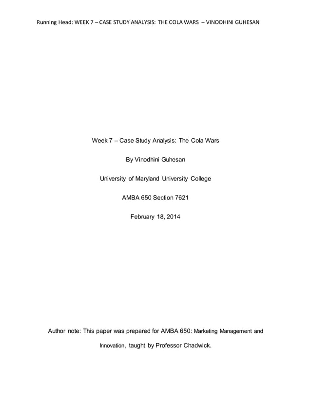 Cola wars Case Study Analysis | DOCX | Business | Business and Finance