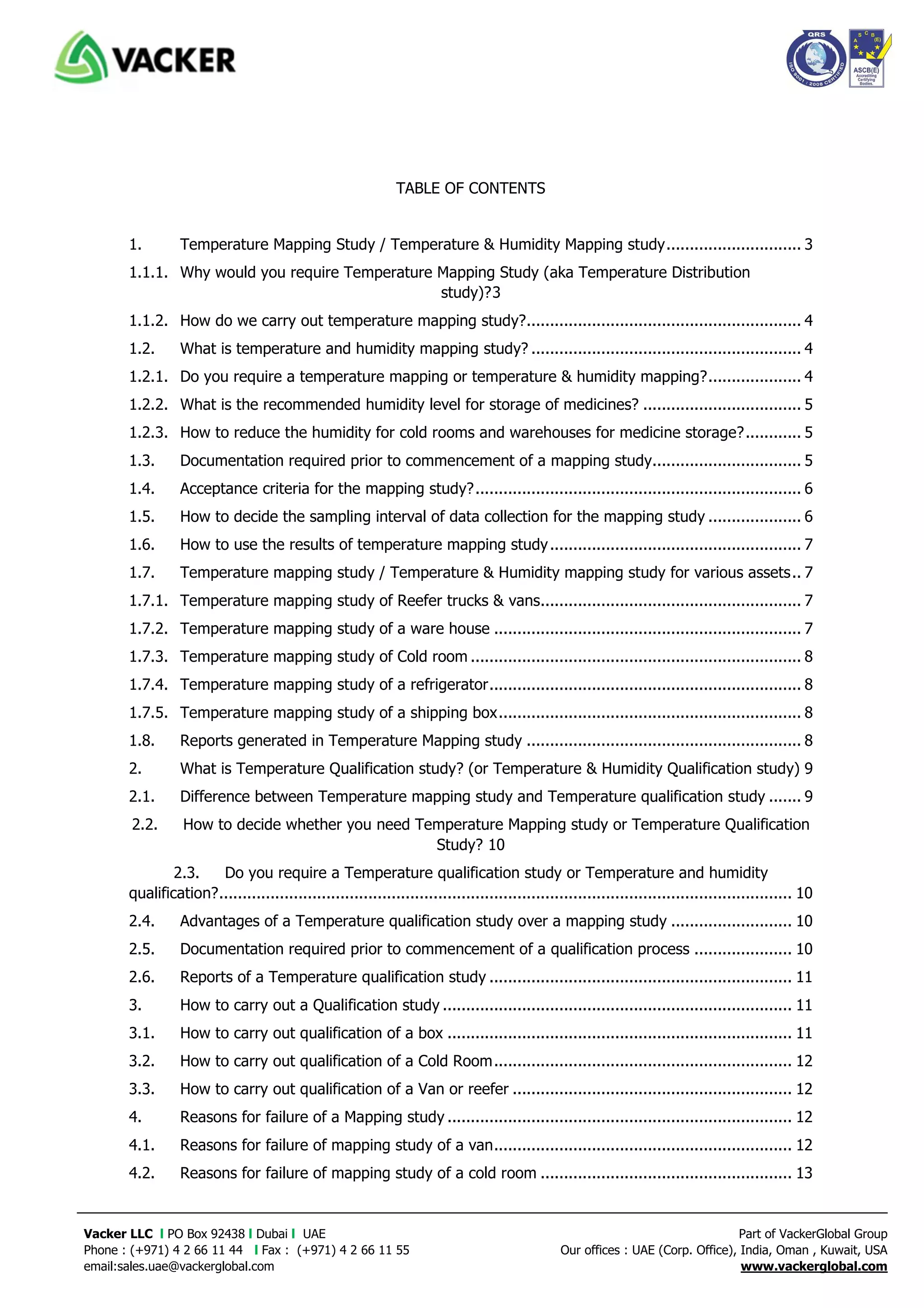 Guidelines for temperature mapping study and qualification of cold ...
