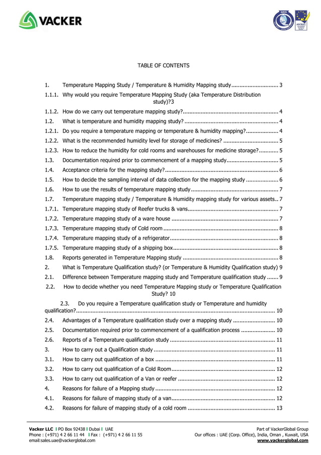 Guidelines for temperature mapping study and qualification of cold ...