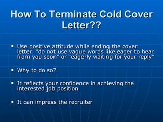 New Trend in Cover Letter: Cold Cover Letter | PPT