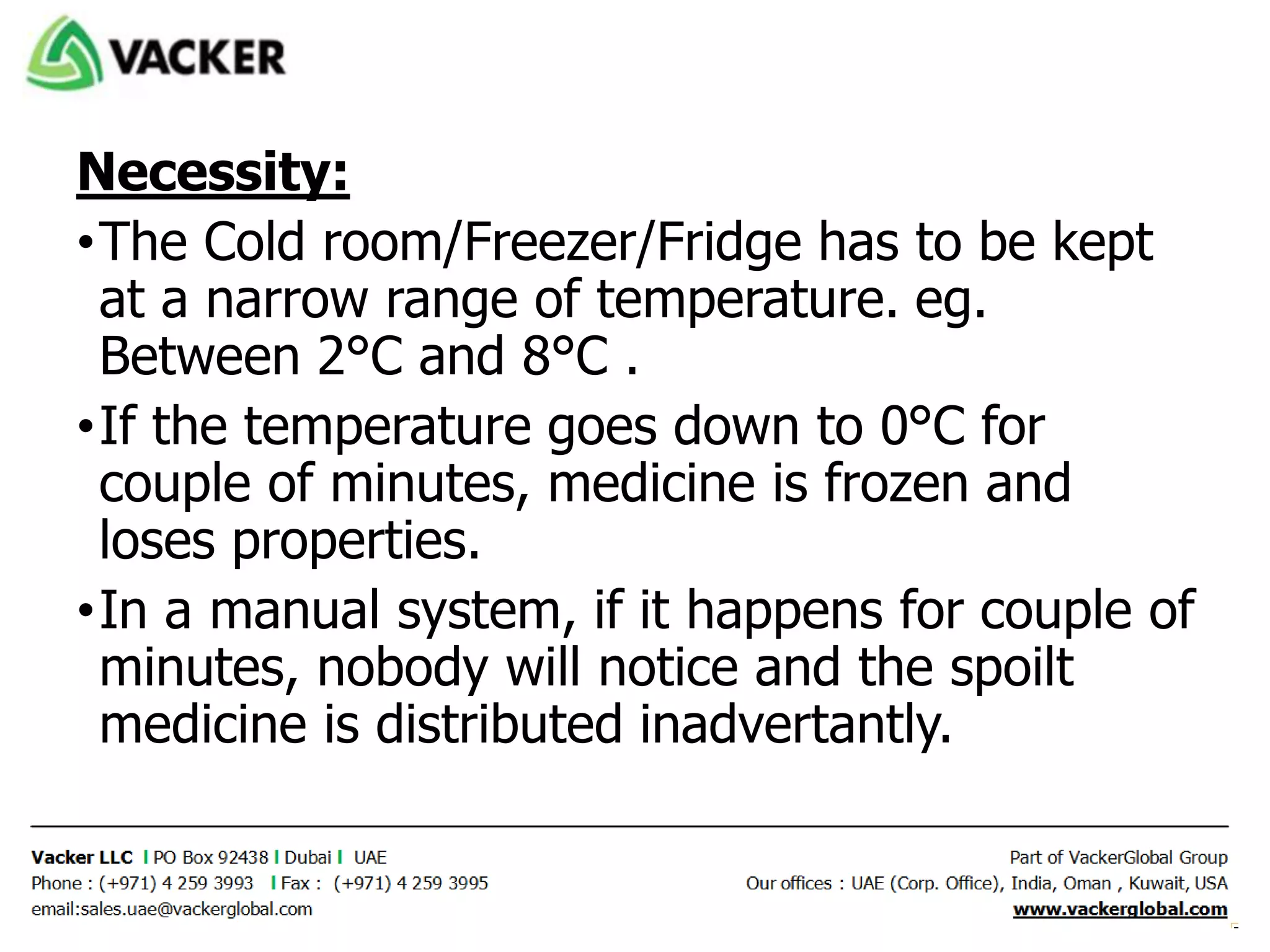 MONITORING AND ALERT SYSTEM FOR SENSITIVE COLD STORAGES | PPTX