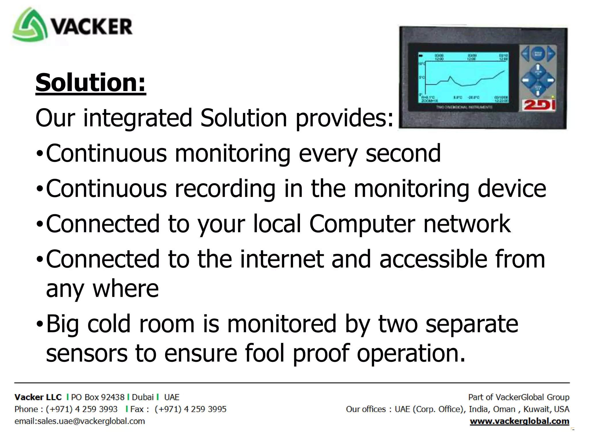 MONITORING AND ALERT SYSTEM FOR SENSITIVE COLD STORAGES | PPT